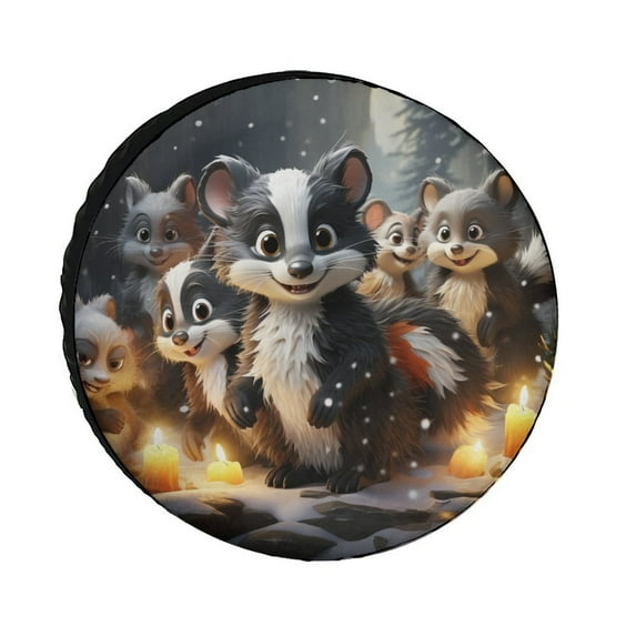 Camper Spare Tire Cover Cartoon Skunk Christmas Skunks Winter Animals ...