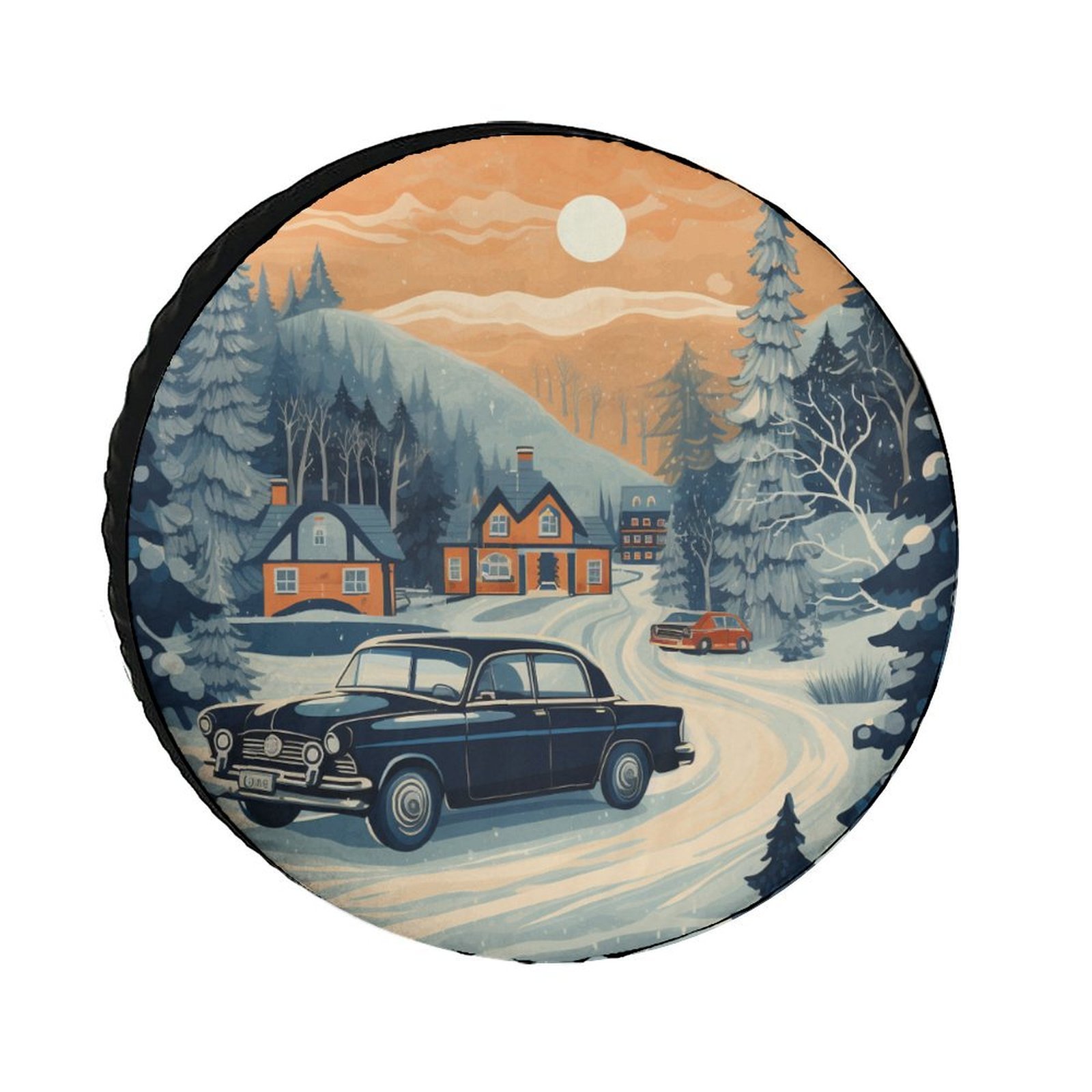 Camper Spare Tire Cover Christmas Police Car And Snow Wheel Protectors ...