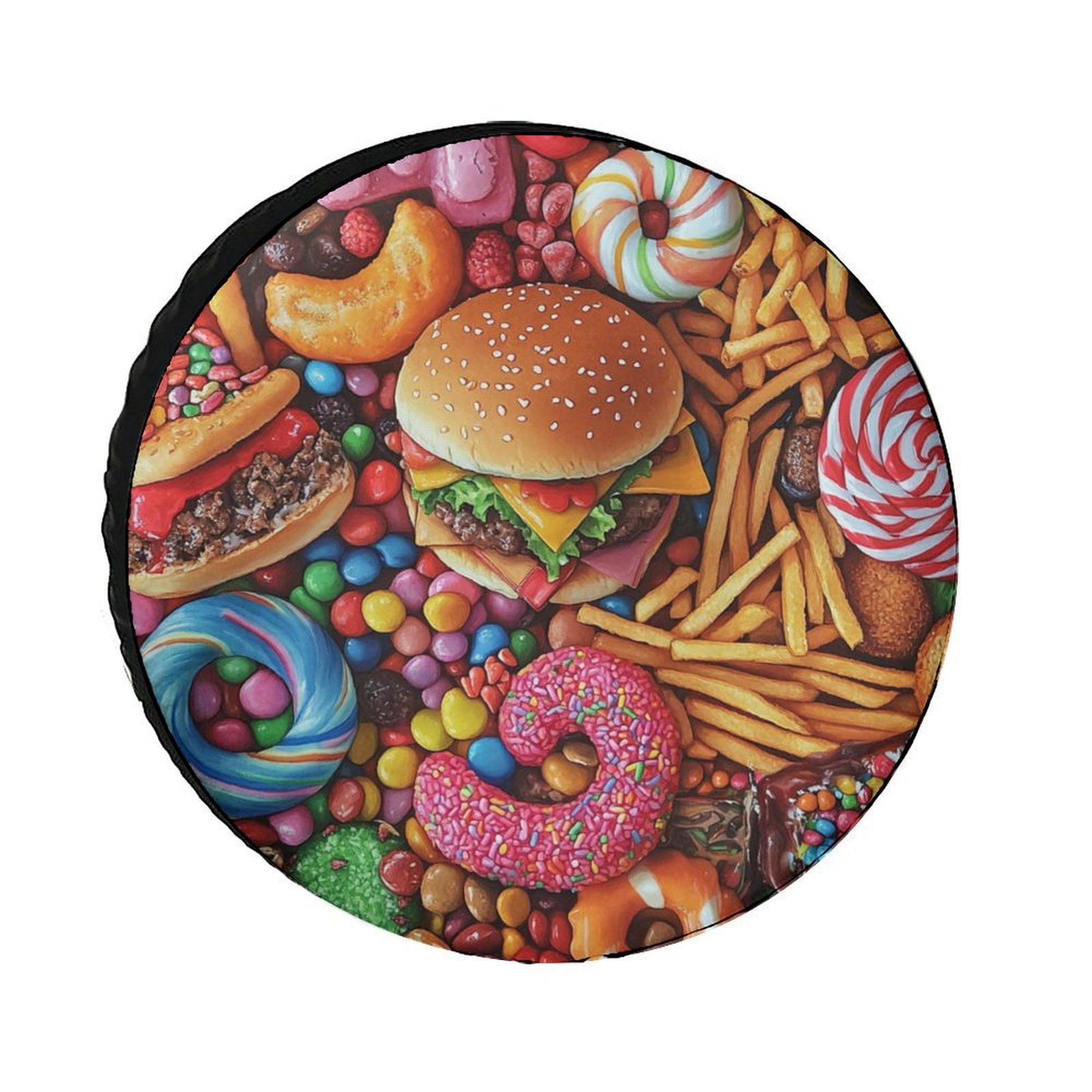Camper Spare Tire Cover Delicious Junk Food Waterproof Polyester Wheel ...