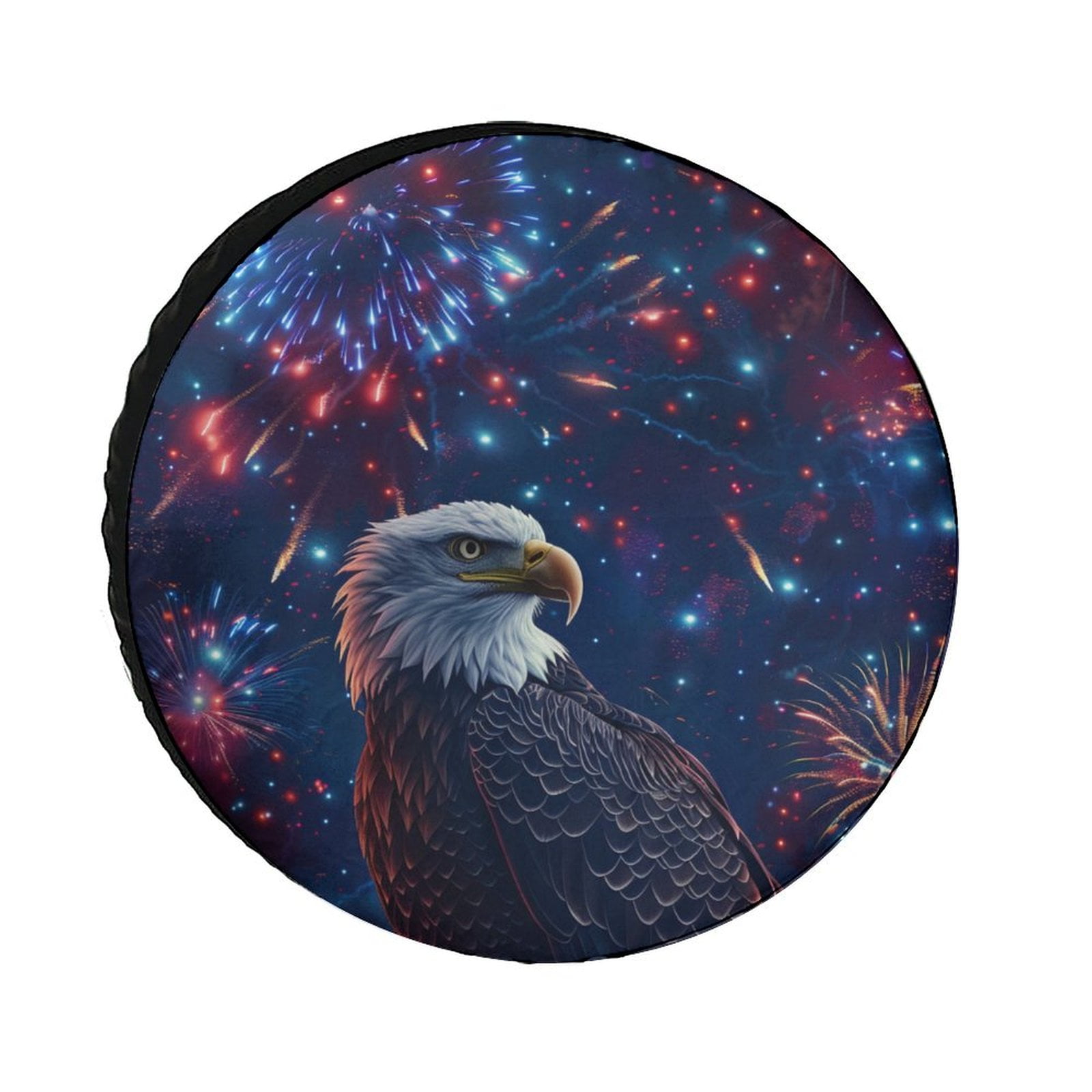 Camper Spare Tire Cover Eagle with Red White And Blue Fireworks Wheel ...
