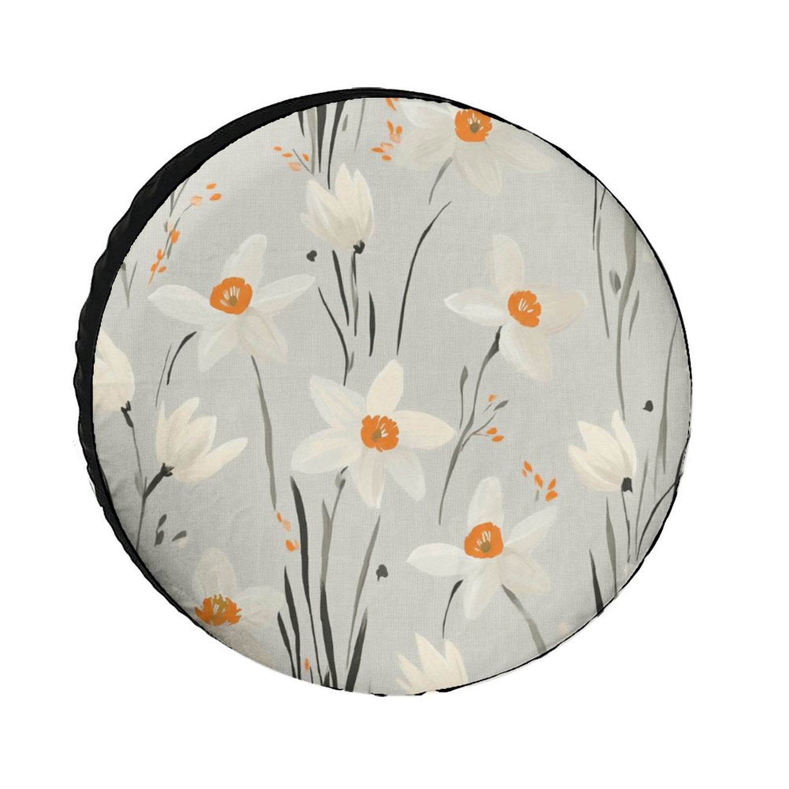Camper Spare Tire Cover Floral Spring Daffodil Blooms Gray Wheel ...