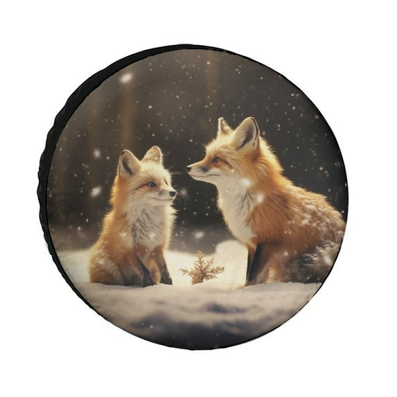 Camper Spare Tire Cover Fox Mother And Baby in Winter Protectors ...