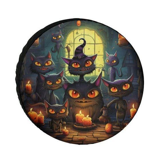 Camper Spare Tire Cover Halloween Black Cat Full Moon Scary Pumpkin ...