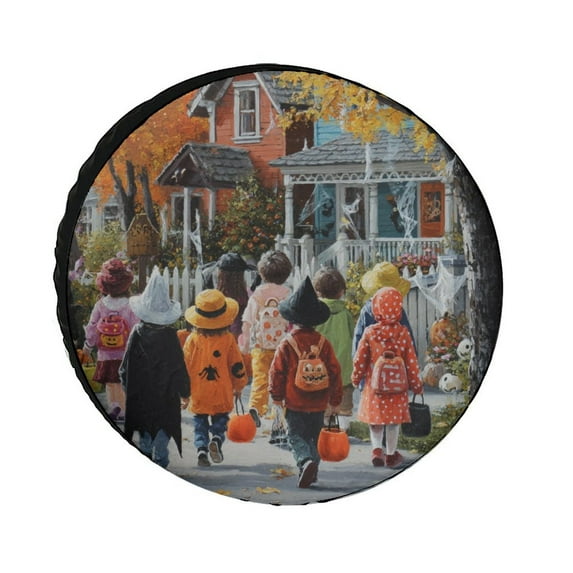 Camper Spare Tire Cover Halloween Street Scene Wheel Protectors Tire ...
