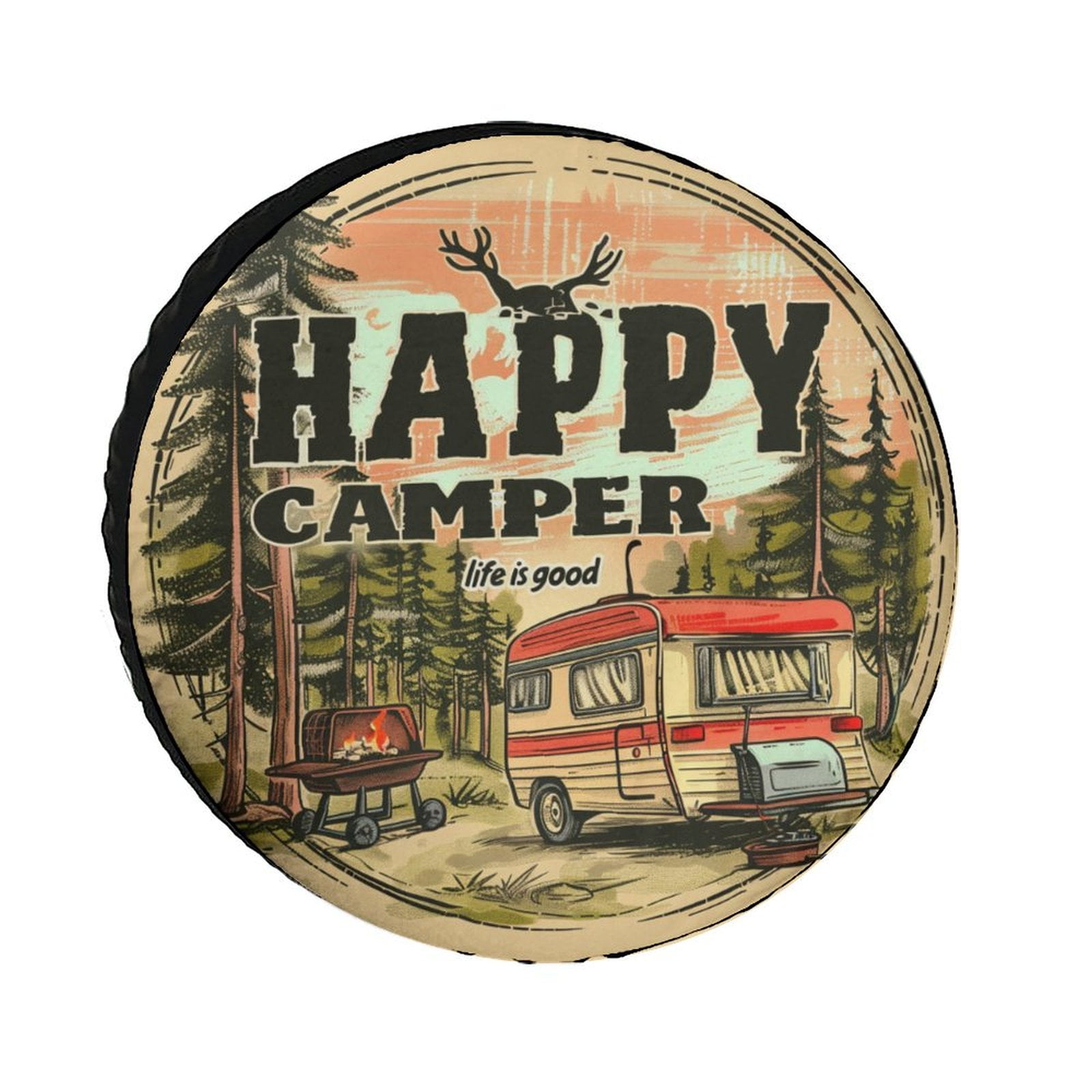 Camper Spare Tire Cover Happy Camper Life Is Good Weatherproof Wheel ...