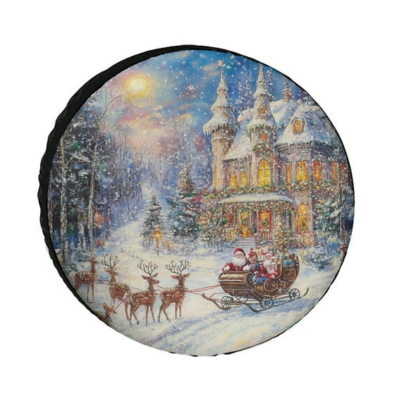 Camper Spare Tire Cover Magical Christmas Scene with Santa Claus And ...