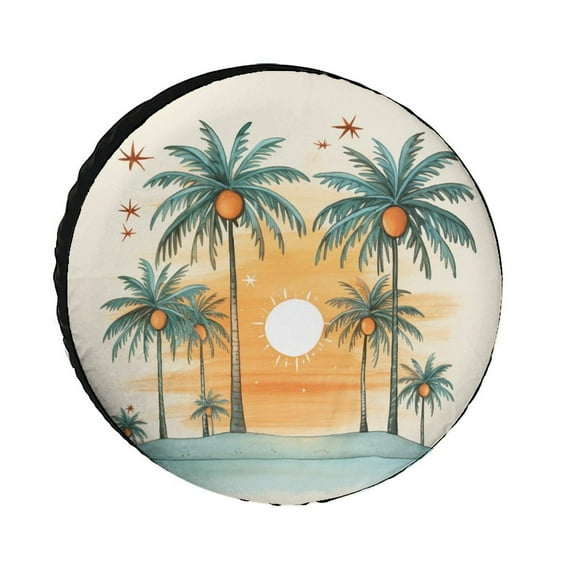 Camper Spare Tire Cover Merry Palm Trees And A Sun Waterproof Polyester ...