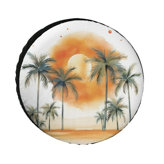 Camper Spare Tire Cover Merry Palm Trees And A Sun Waterproof Polyester ...