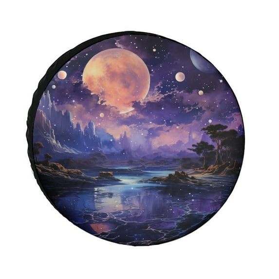 Camper Spare Tire Cover Nebula And Planets Space Purple And Blue Wheel ...