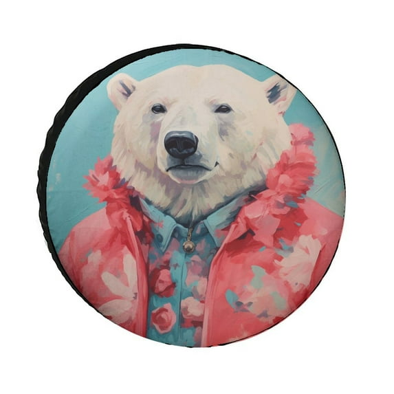 Camper Spare Tire Cover Polar Bear In Red And Pink Wheel Protectors ...