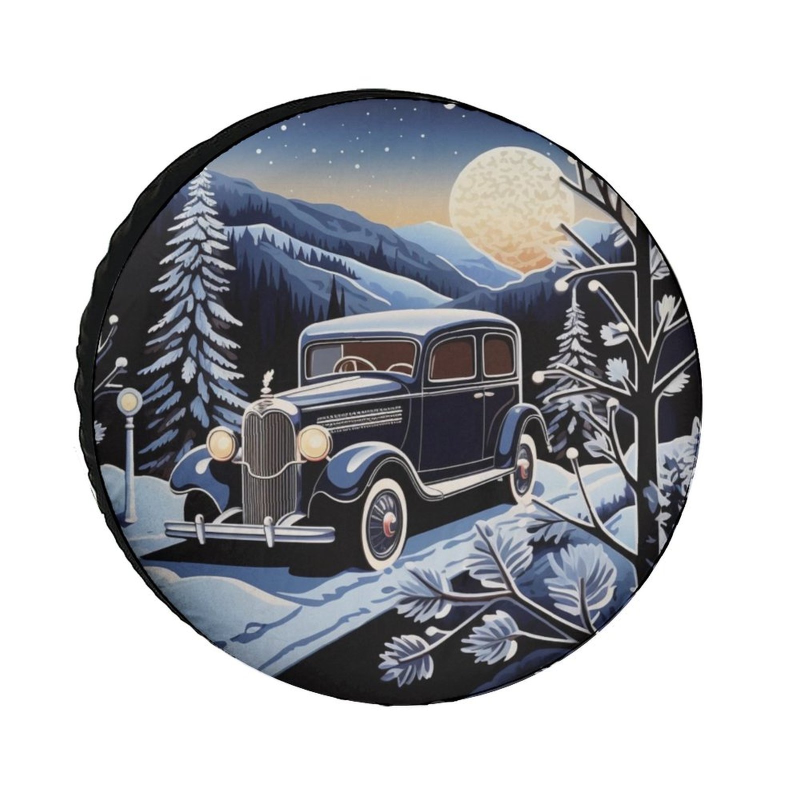 Camper Spare Tire Cover Police Car on Snowy Hill Wheel Tire Cover ...