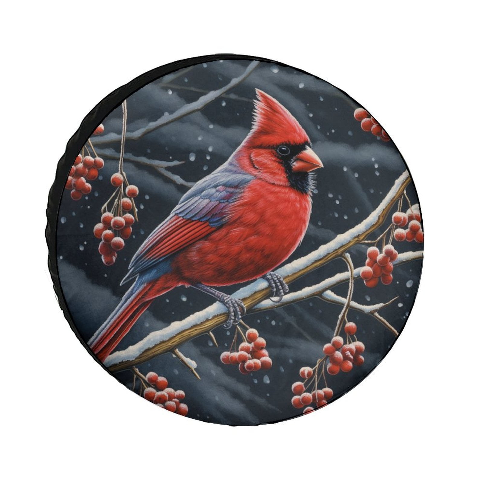 Camper Spare Tire Cover Red Bird With Holly On A Snowy Branch ...