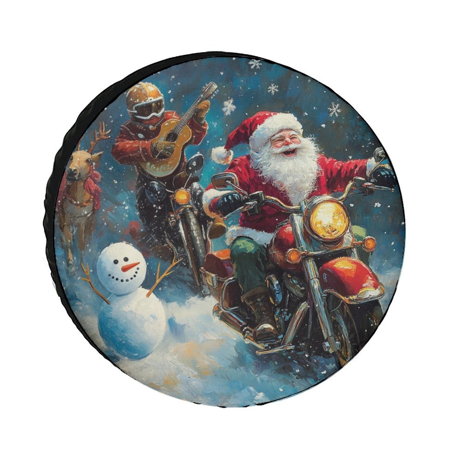 Camper Spare Tire Cover Reindeer And Santa Claus Riding on Motorcycle ...
