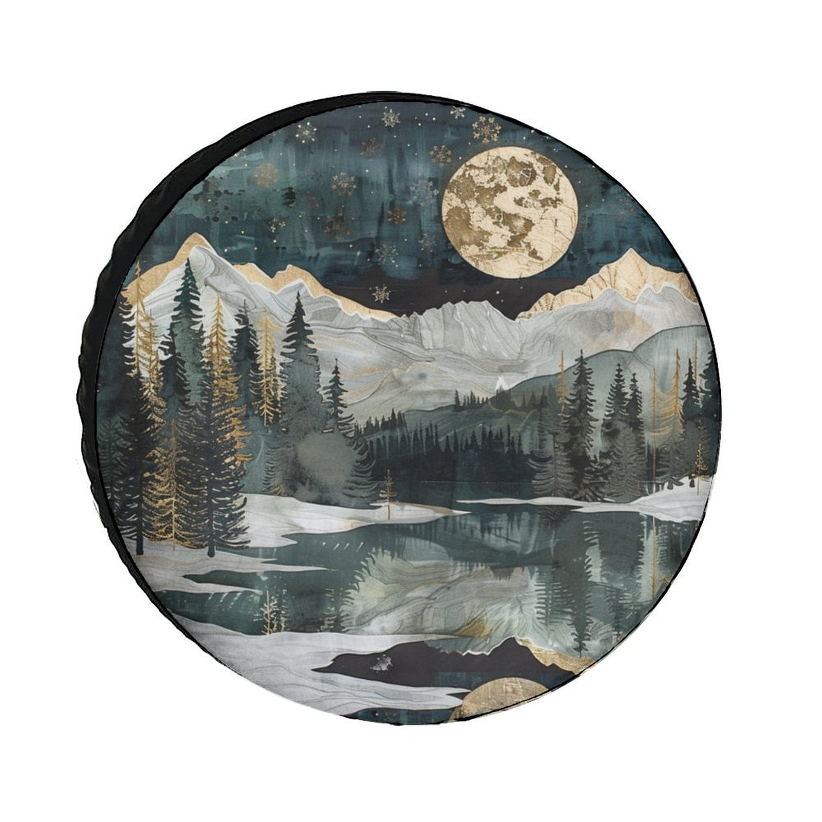 Camper Spare Tire Cover A Serene Mountain Landscape Under The Moonlight ...