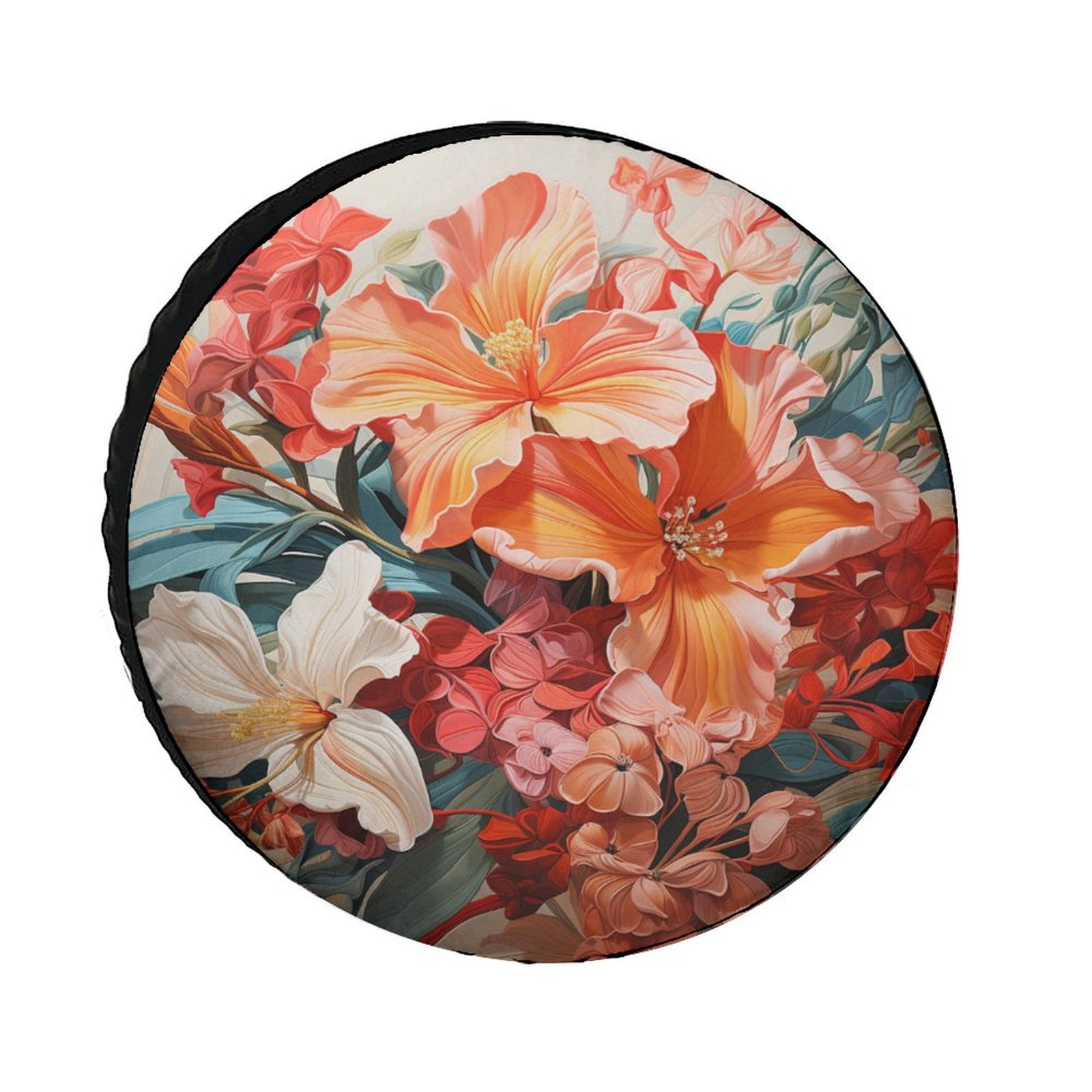 Camper Spare Tire Cover Summer Floral Red And Emerald Wheel Protectors ...