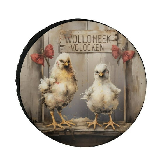 Camper Spare Tire Cover Two Farm Chickens Weatherproof Wheel Protectors ...