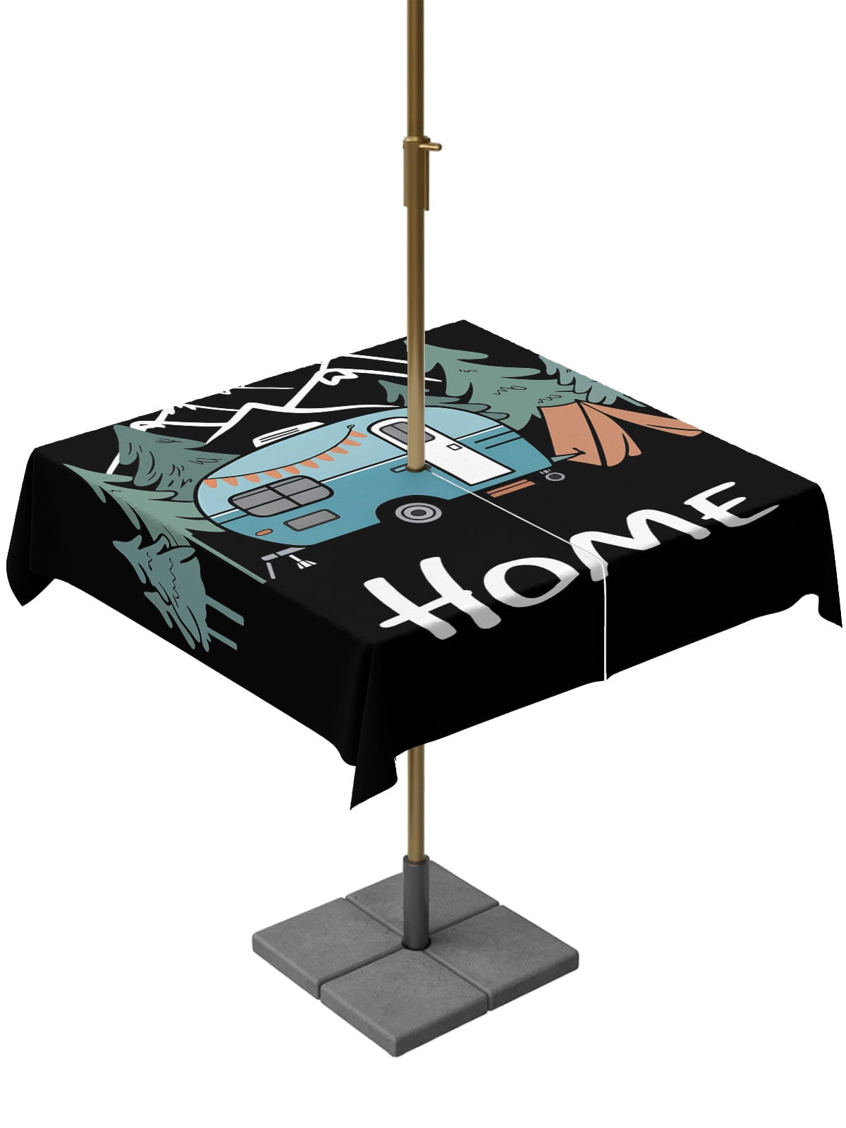 Camper Square Outdoor Tablecloth with Umbrella Hole Home Mountain Pine ...