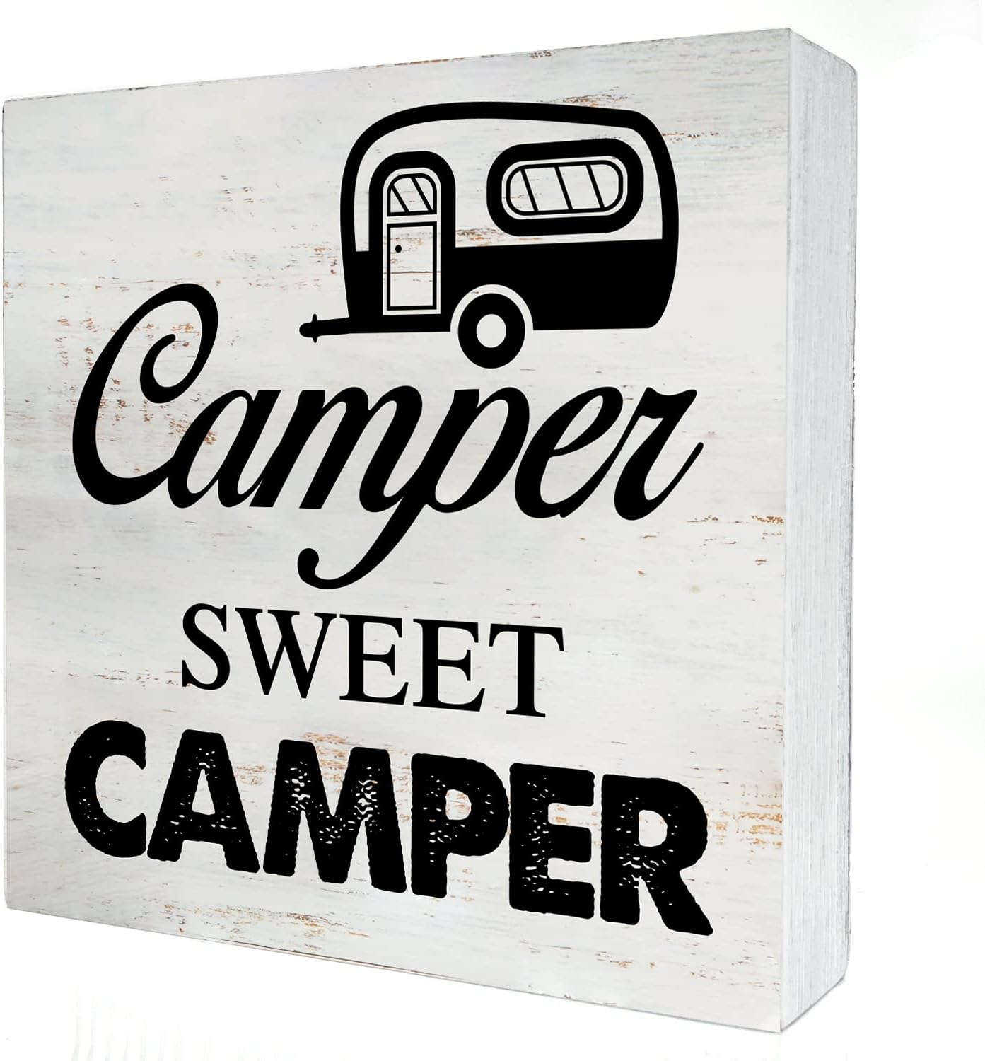 Camper Sweet Camper Camping Wooden Box Sign with Sayings Desk Decor 7x7 ...