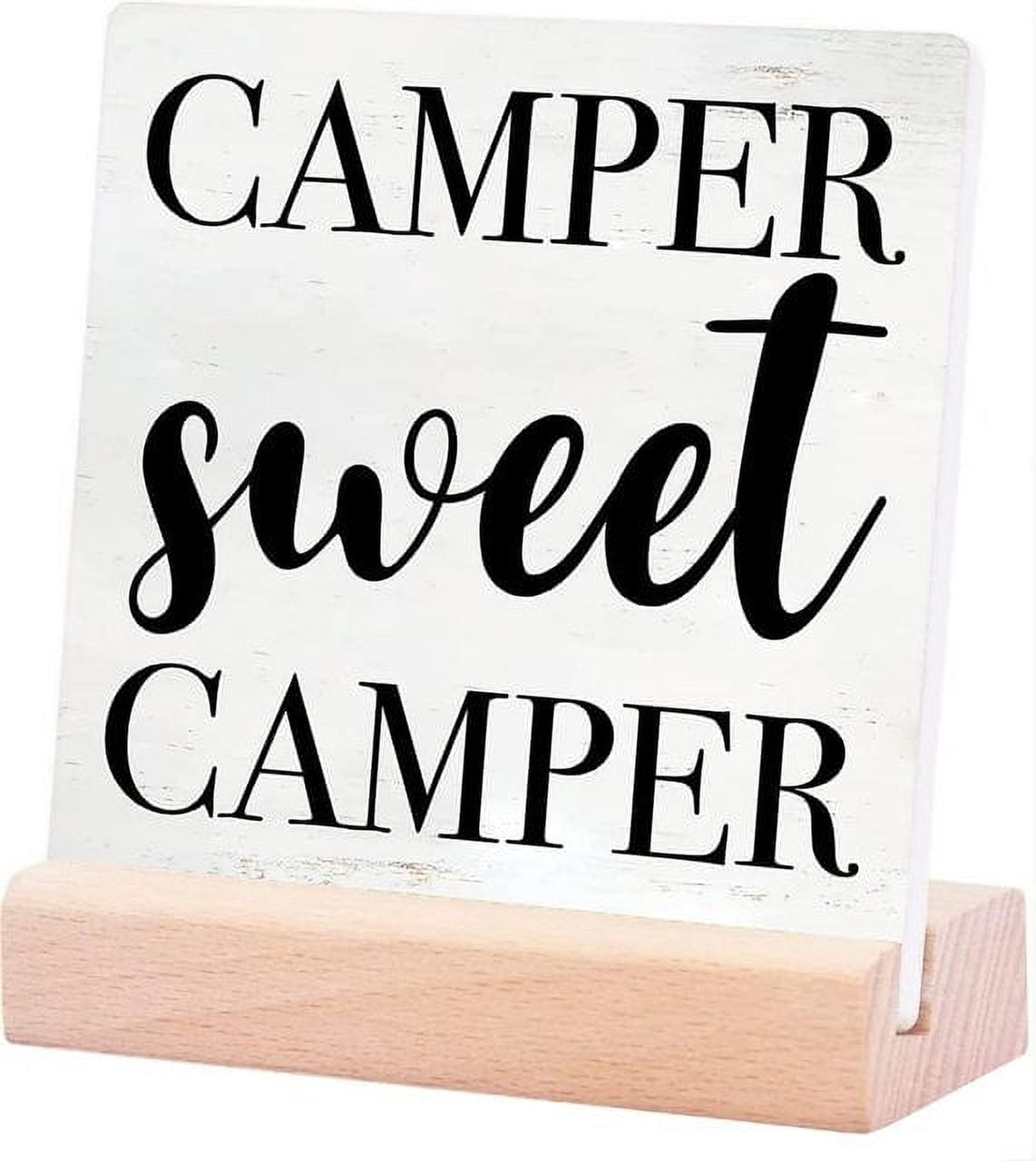 Camper Sweet Camper Table Sign Home Decor Camping Ceramic Table Plaque ...