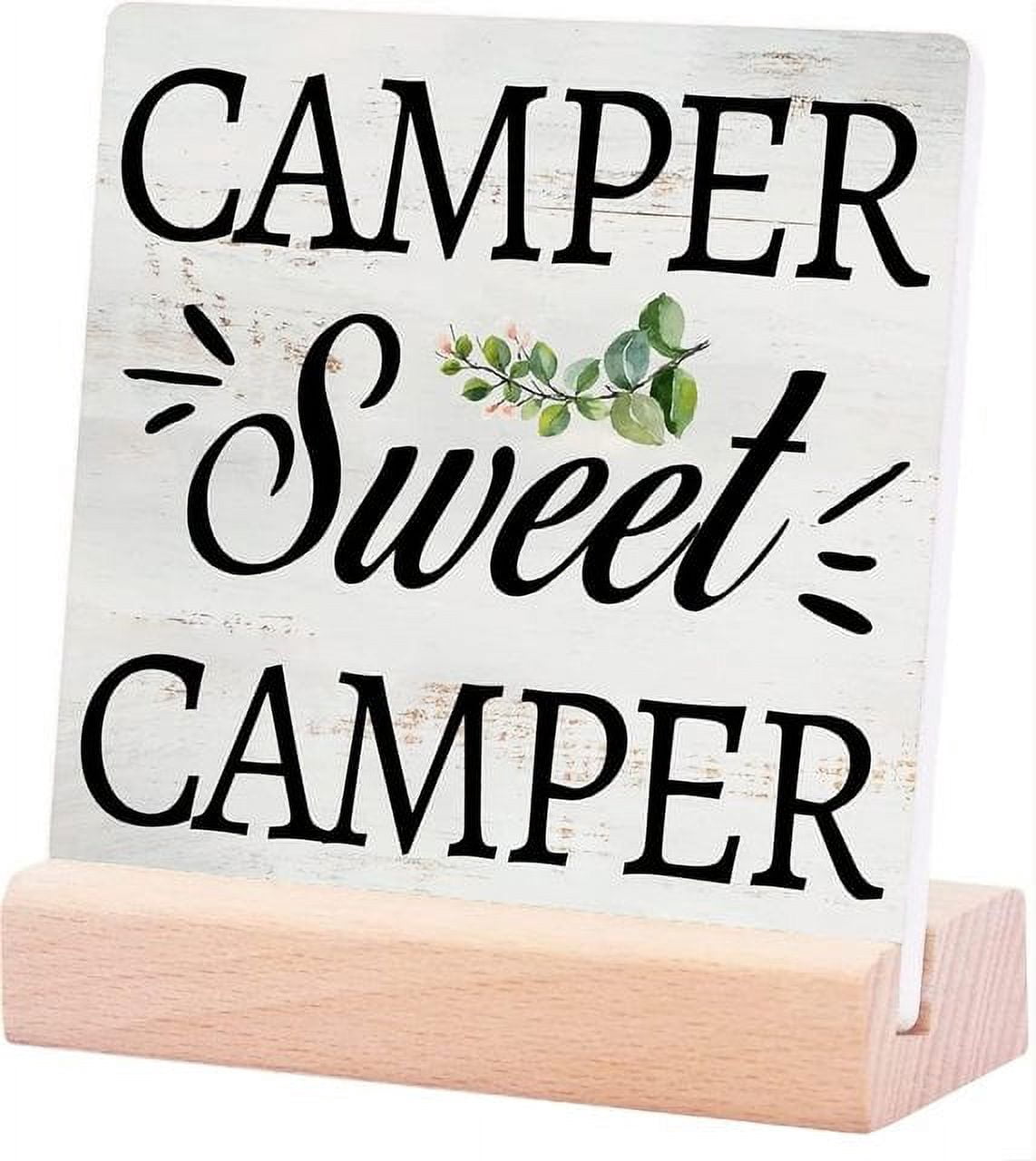 Camper Sweet Camper Table Sign Home Decor Camping Quote Ceramic Table ...