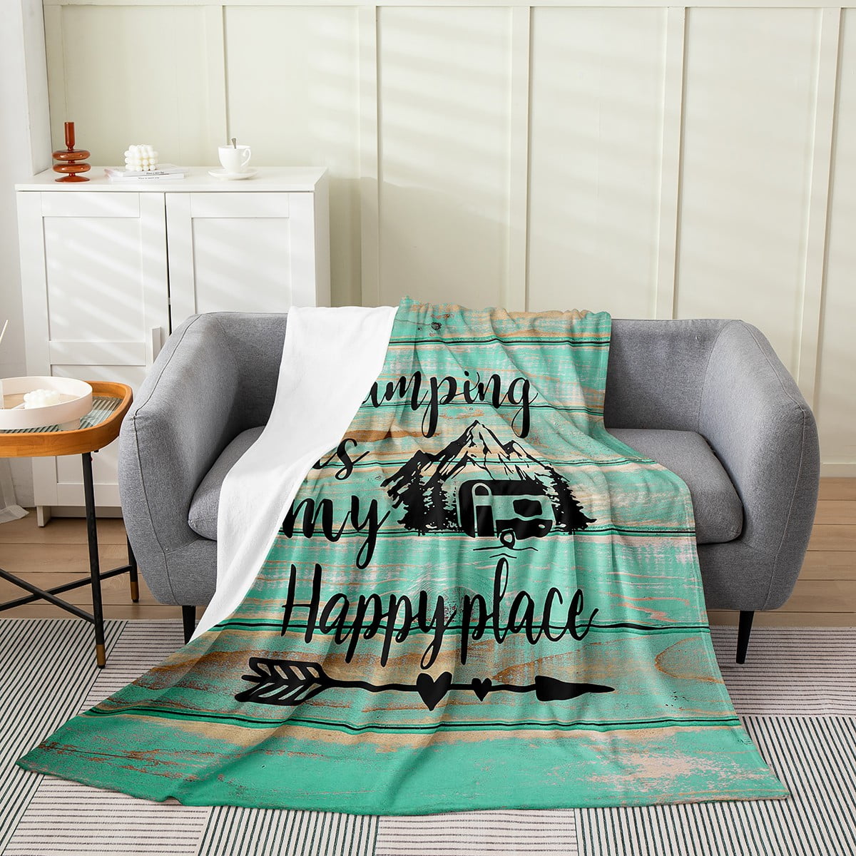 Camper Throw Blanket,Camping Themed Bed Blanket for Travel Trailers,RV ...