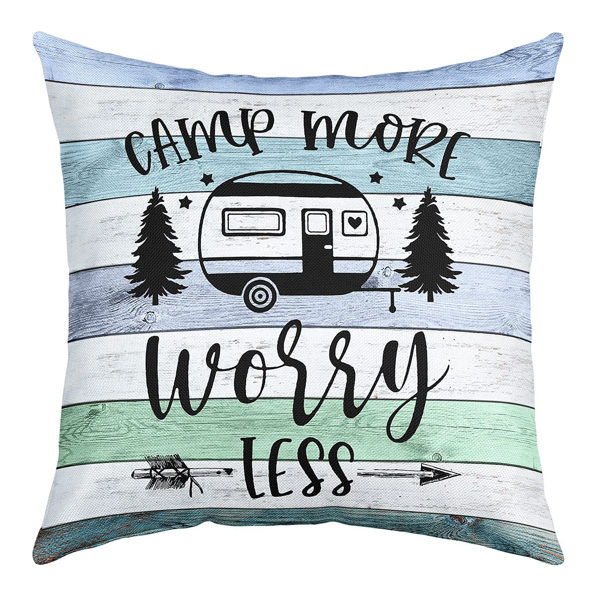 Camper Throw Pillow Cover,Camping Themed Accent Pillow Case for Travel ...