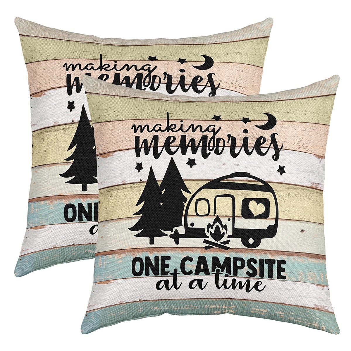 Camper Throw Pillow Covers,Camping Themed Pillow Covers for Travel ...