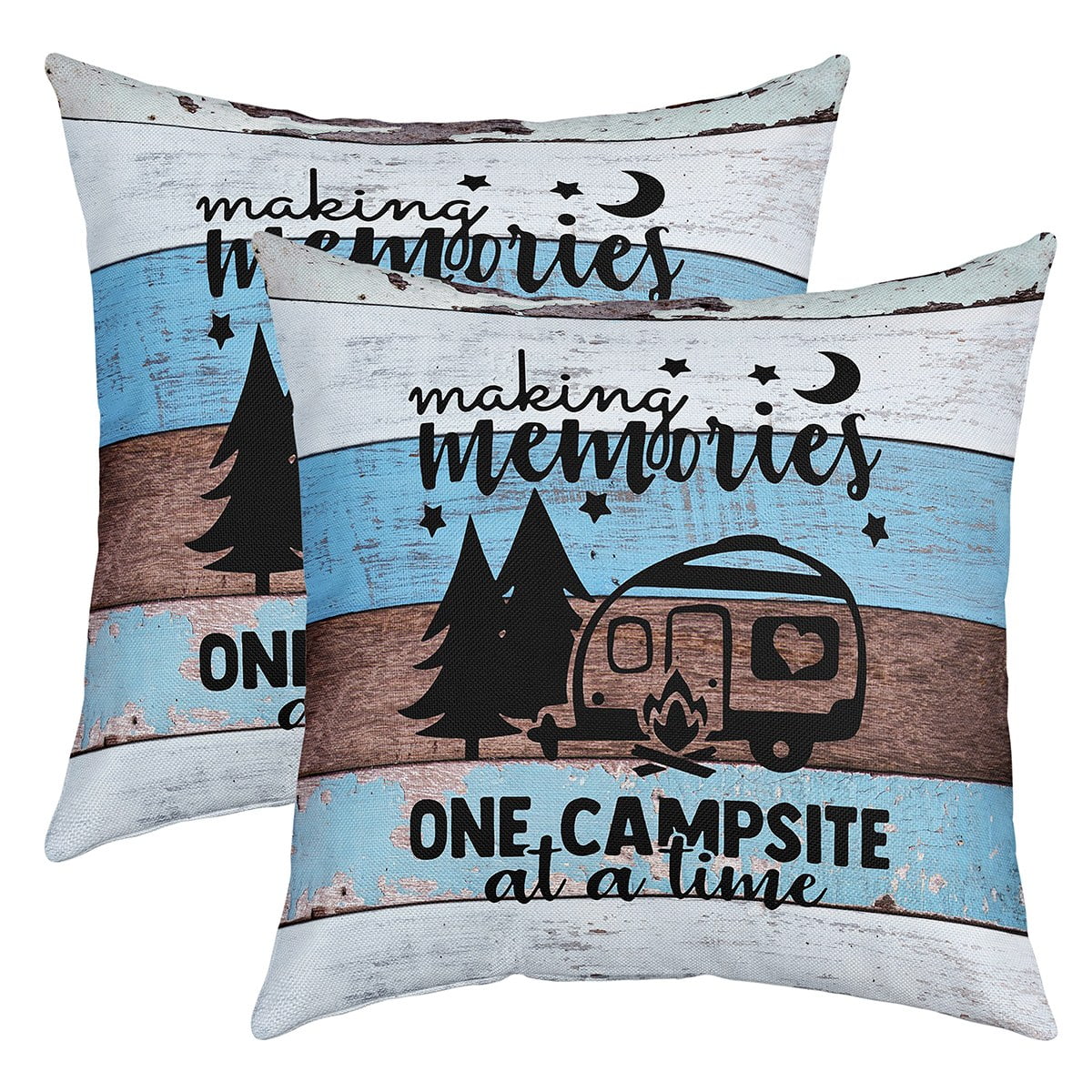 Camper Throw Pillow Covers,Camping Themed Pillow Covers for Travel ...