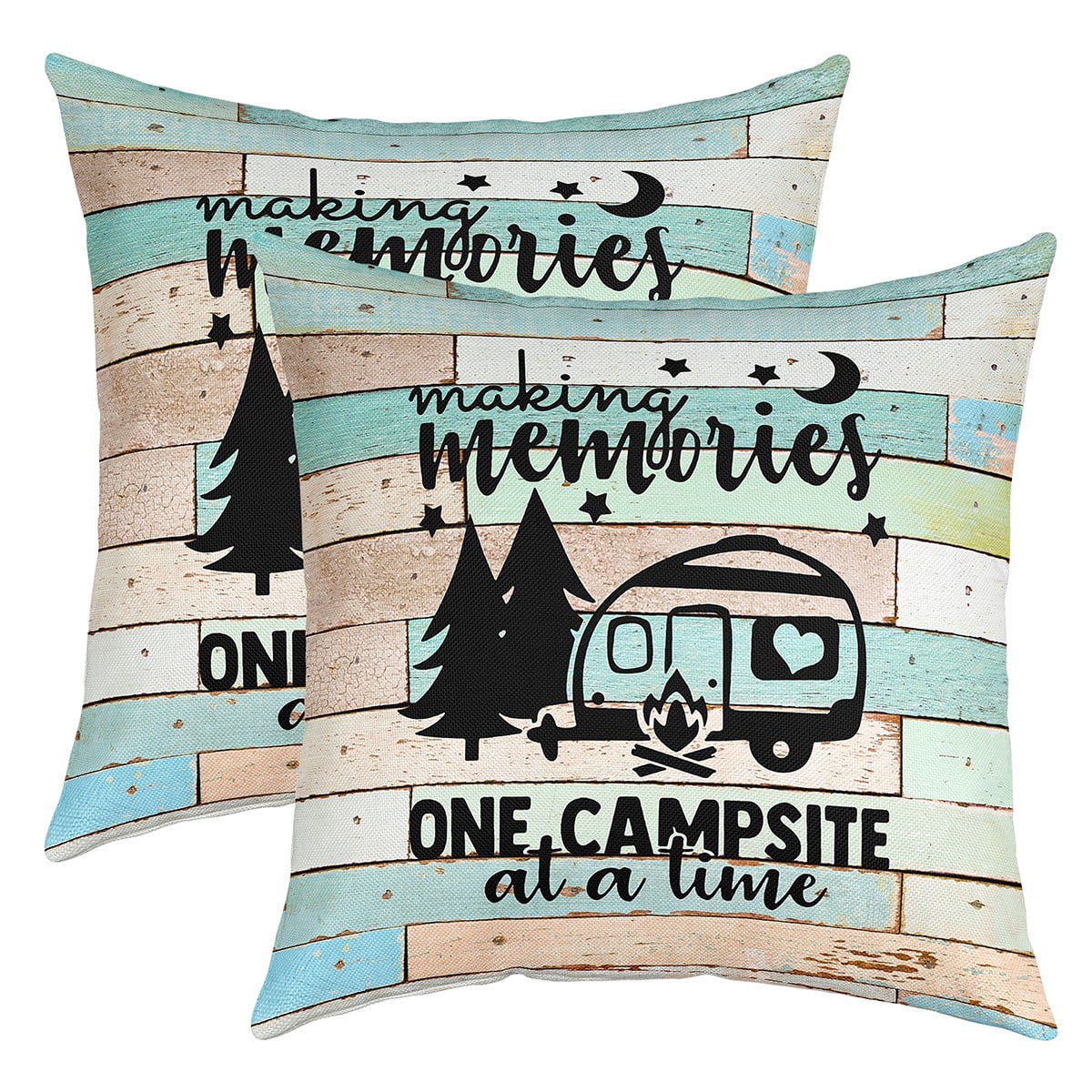 Camper Throw Pillow Covers,Camping Themed Pillow Covers for Travel ...