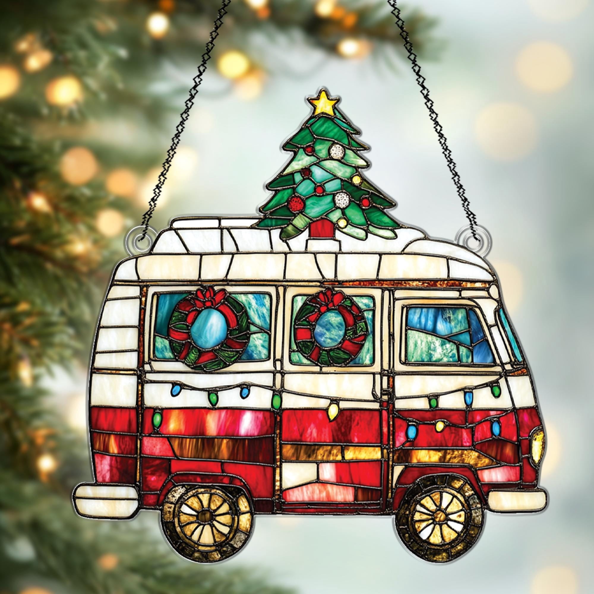 Camper Truck Acrylic Ornaments, Christmas Camping Ornaments, Christmas ...