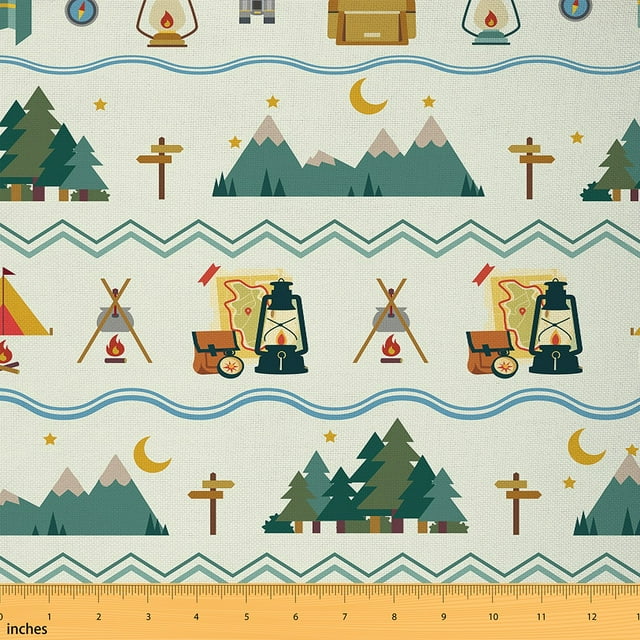 Camper Upholstery Fabric,Happy Camper Fabric By The Yard For Kids,Tent ...