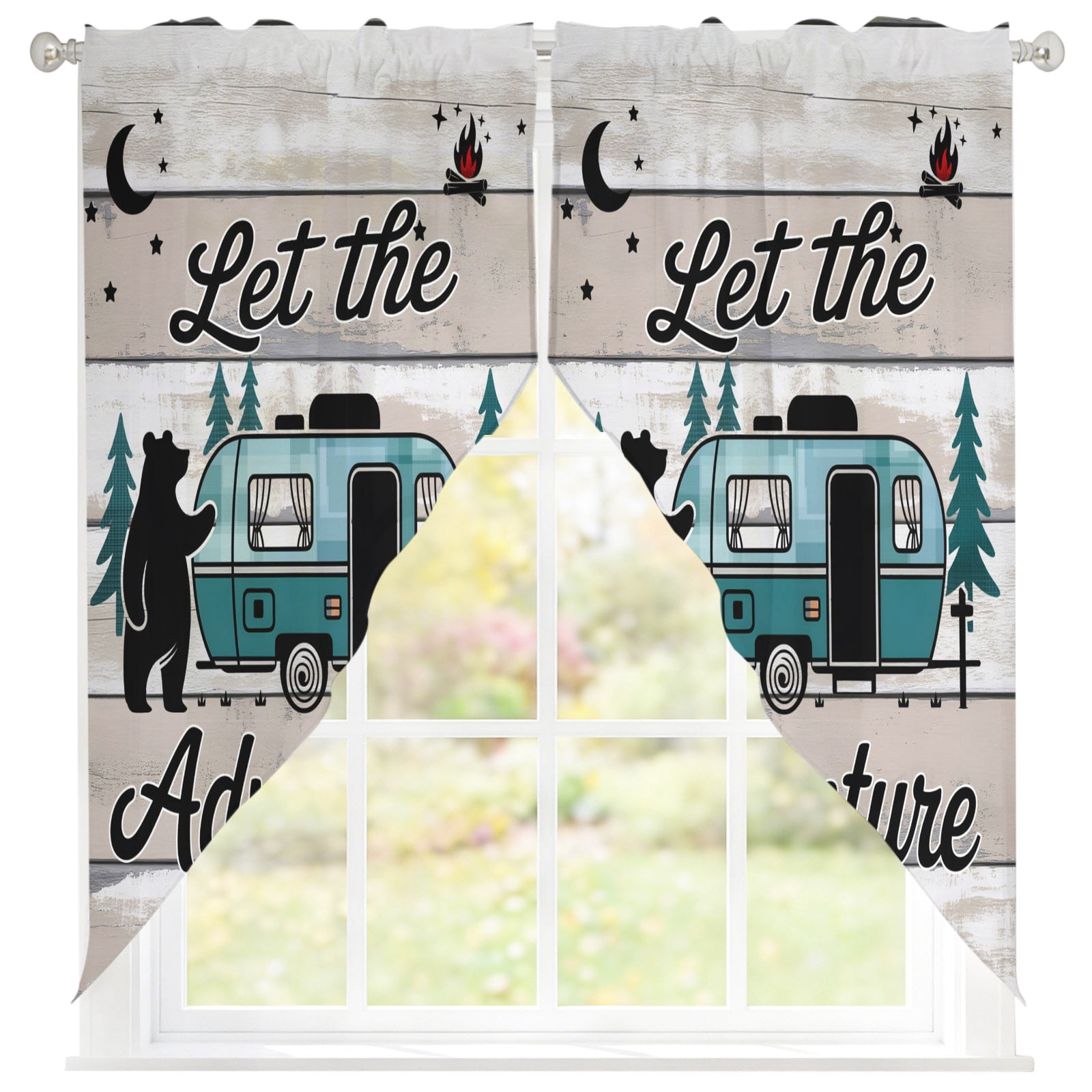 Camper Van Bear Sheer Curtains Swag Valances for Windows Let The ...