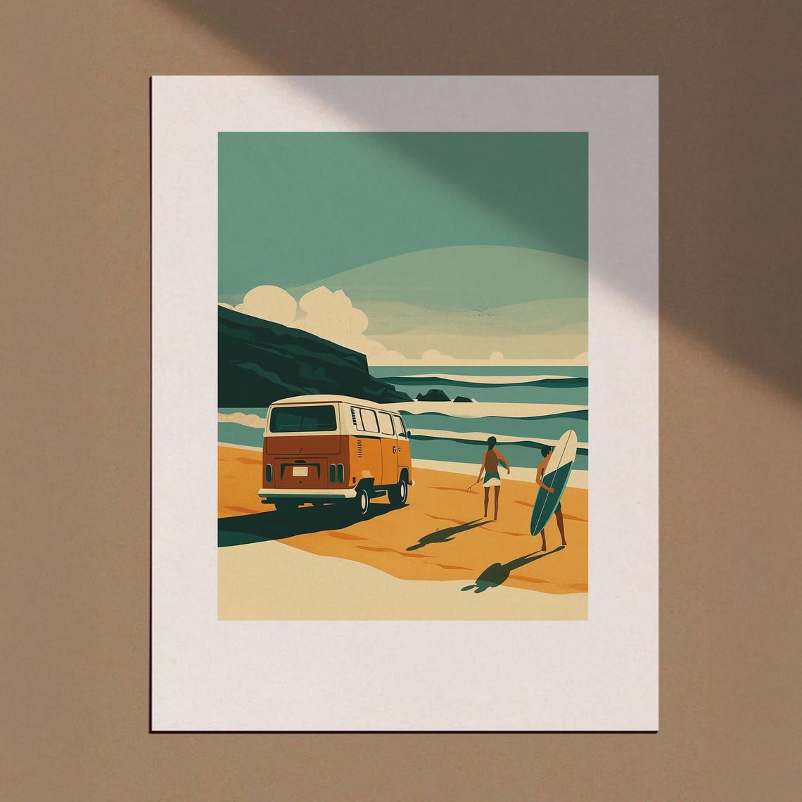 Camper Van Decor, Vw Van Poster, Beach Print, Retro Van Print, Beach ...