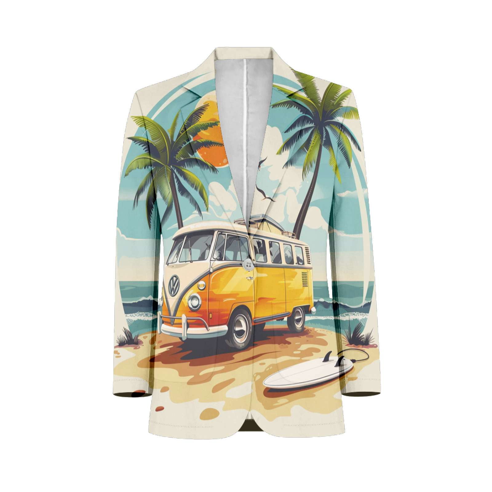Camper Van Palm Trees Customized Men's Suits full man Shawl Collar ...