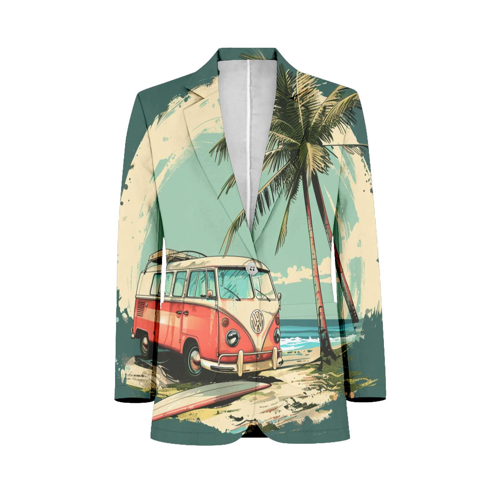 Camper Van Palm Trees Men Blazers Slim Clothing Summer Jacket Man ...