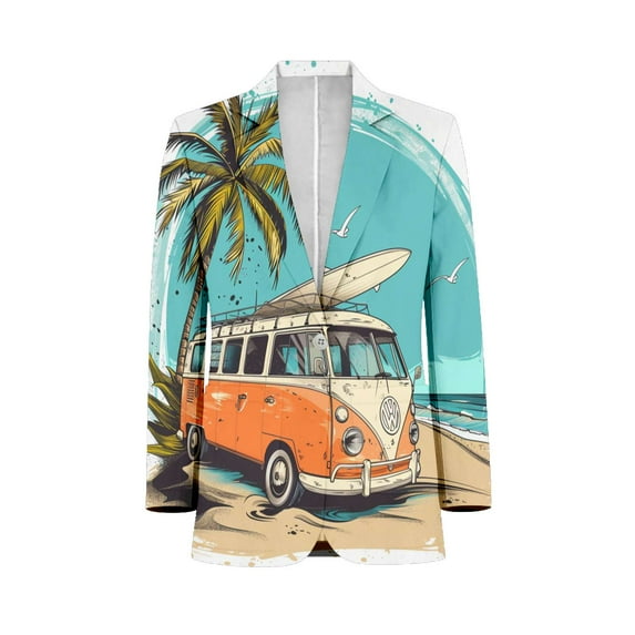 Camper Van Palm Trees Men's Suit Blazer Casual Party Wear Slim Fit Suit ...