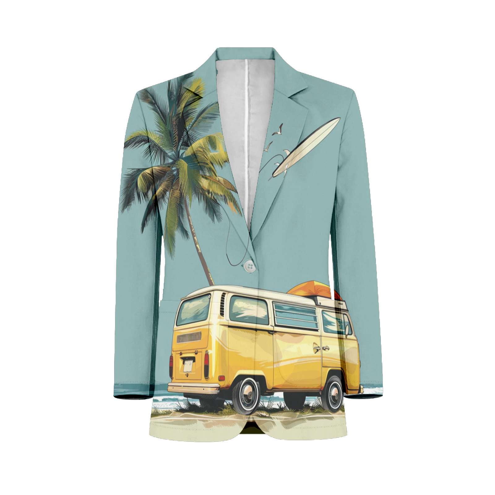 Camper Van Palm Trees Mens Suits Shawl Collar Slim Fit Suit Mens Groom ...