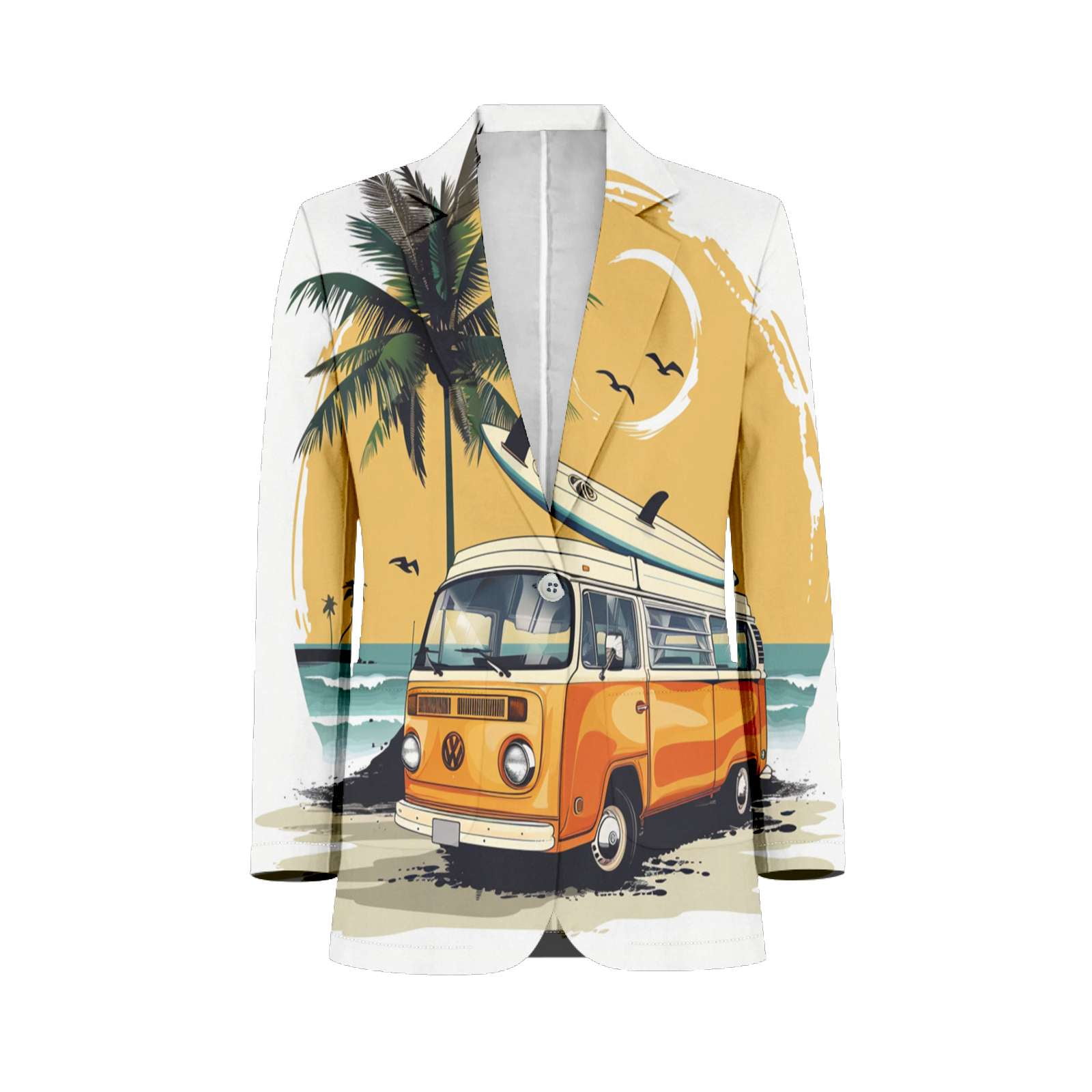 Camper Van Palm Trees Mens Suits Shawl Collar Slim Fit Suit Mens Groom ...