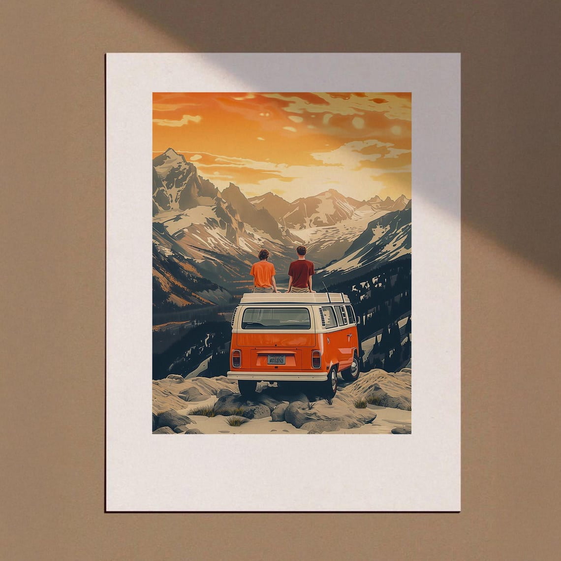 Camper Van Print, Retro Wall Art, Landscape Print, Hippie Decor, 70S ...