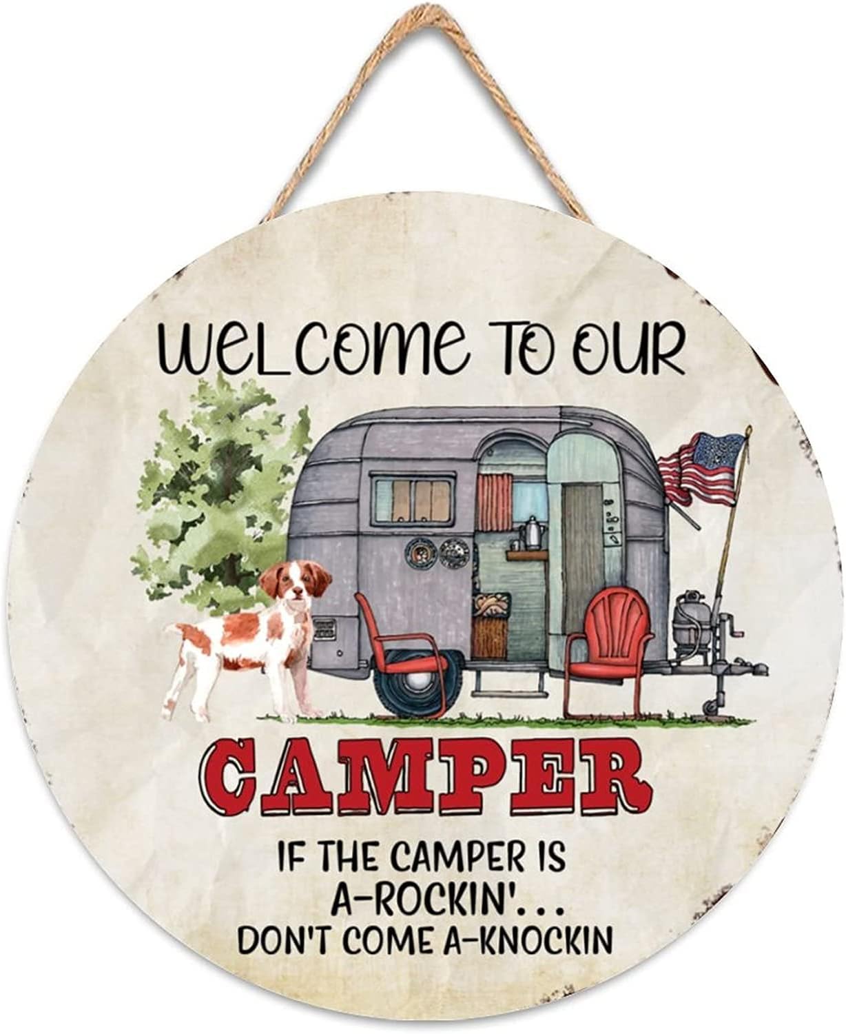Camper Van Welcome Wood Hanging Sign Plaque, Welcome to Our Campsite ...