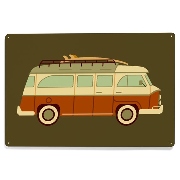 Camper Van with Surfboard, Geometric (12x18 Aluminum Art, Indoor ...