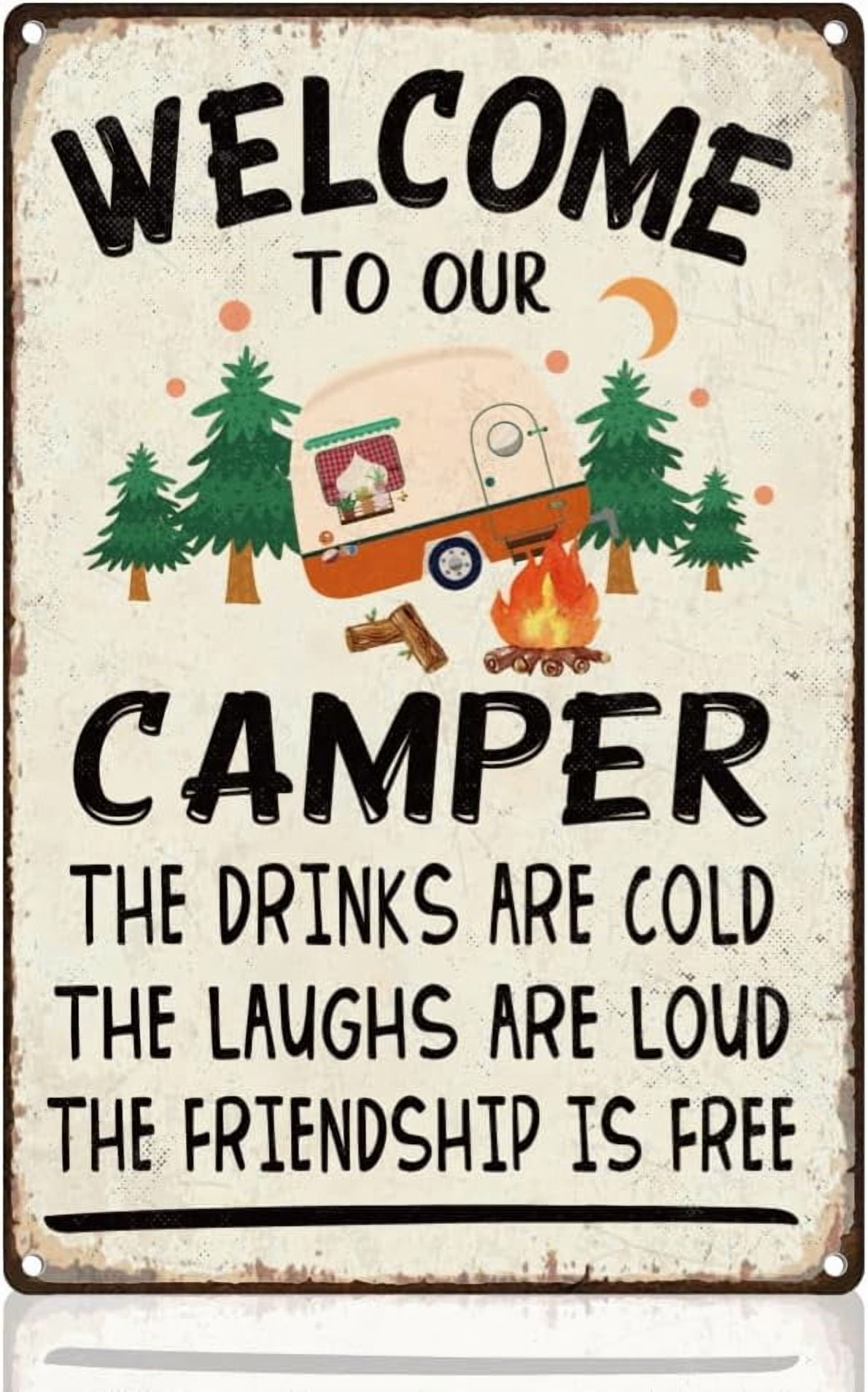 Camper Welcome Sign Decor Retro RV Wall Decor Metal Tin Sign 8" x 12 ...