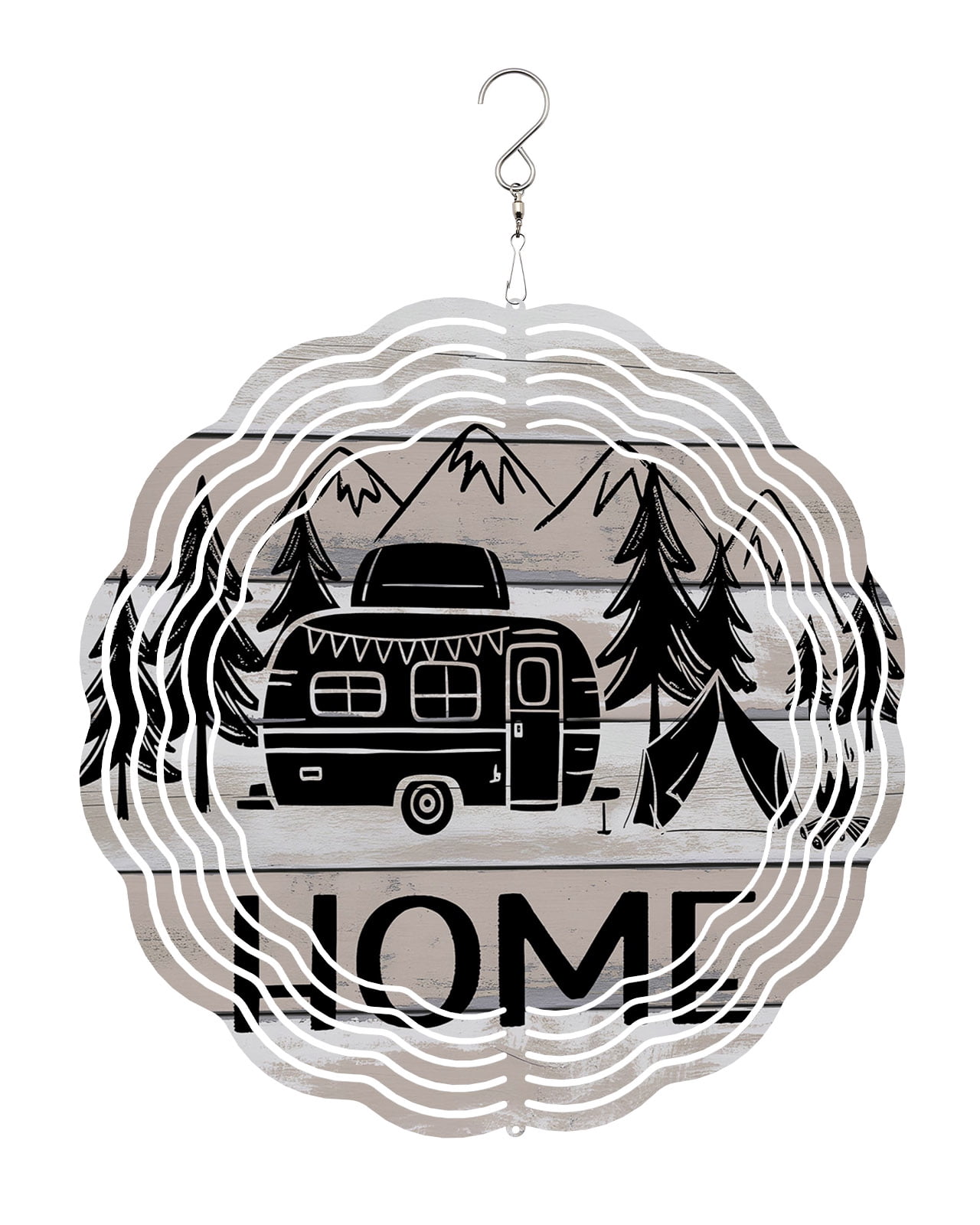 Camper Wind Spinner for Garden Yard 10In, Mountain Pine Trees Tent ...