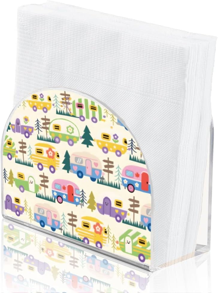 Campervan Napkin Holder for Tables Acrylic Tissue Organizer Cartoon ...
