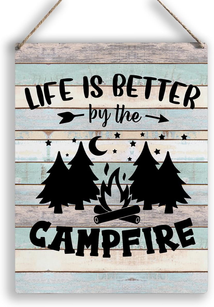 Campfire Camper Wooden Rustic Signs Home Wall Decor, Country Camping ...