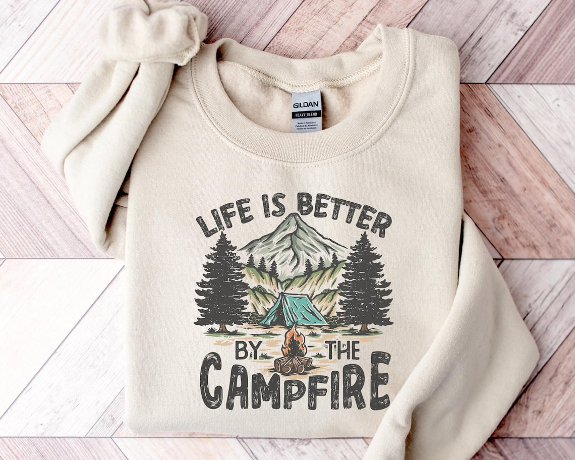 Campfire Camping Bonfire Nights Retro Outdoor Nature Sweatshirt All ...