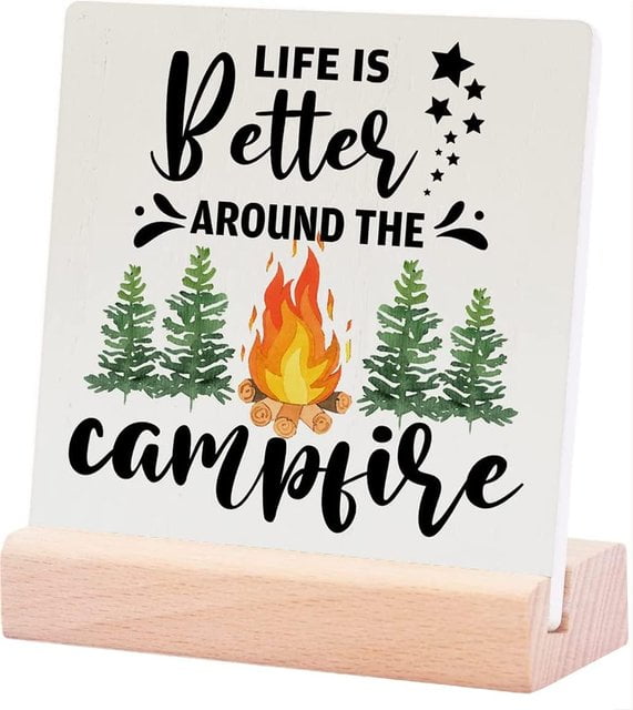 Campfire Camping Table Sign Life is Better Around The Campfire Ceramic ...
