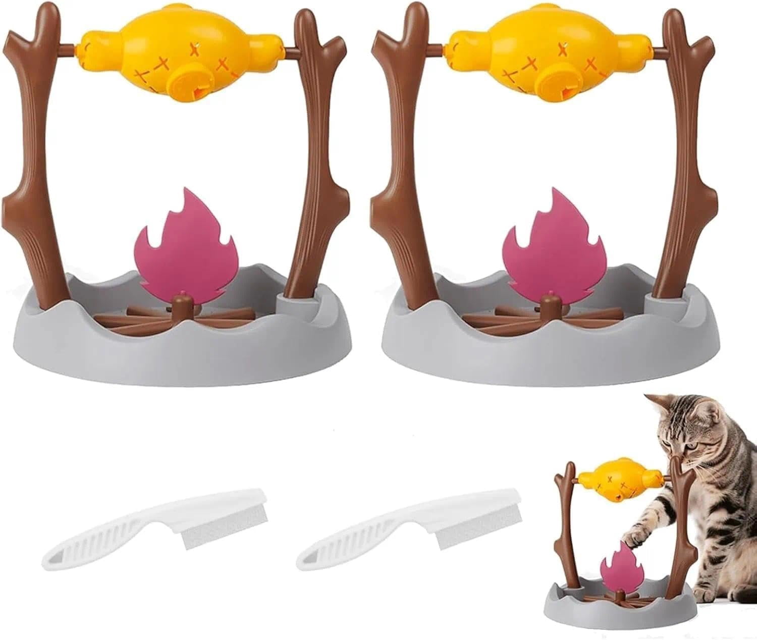 Campfire Cat Feeder, Cat Campfire Treat Slow Feeder, Grilled Chicken ...