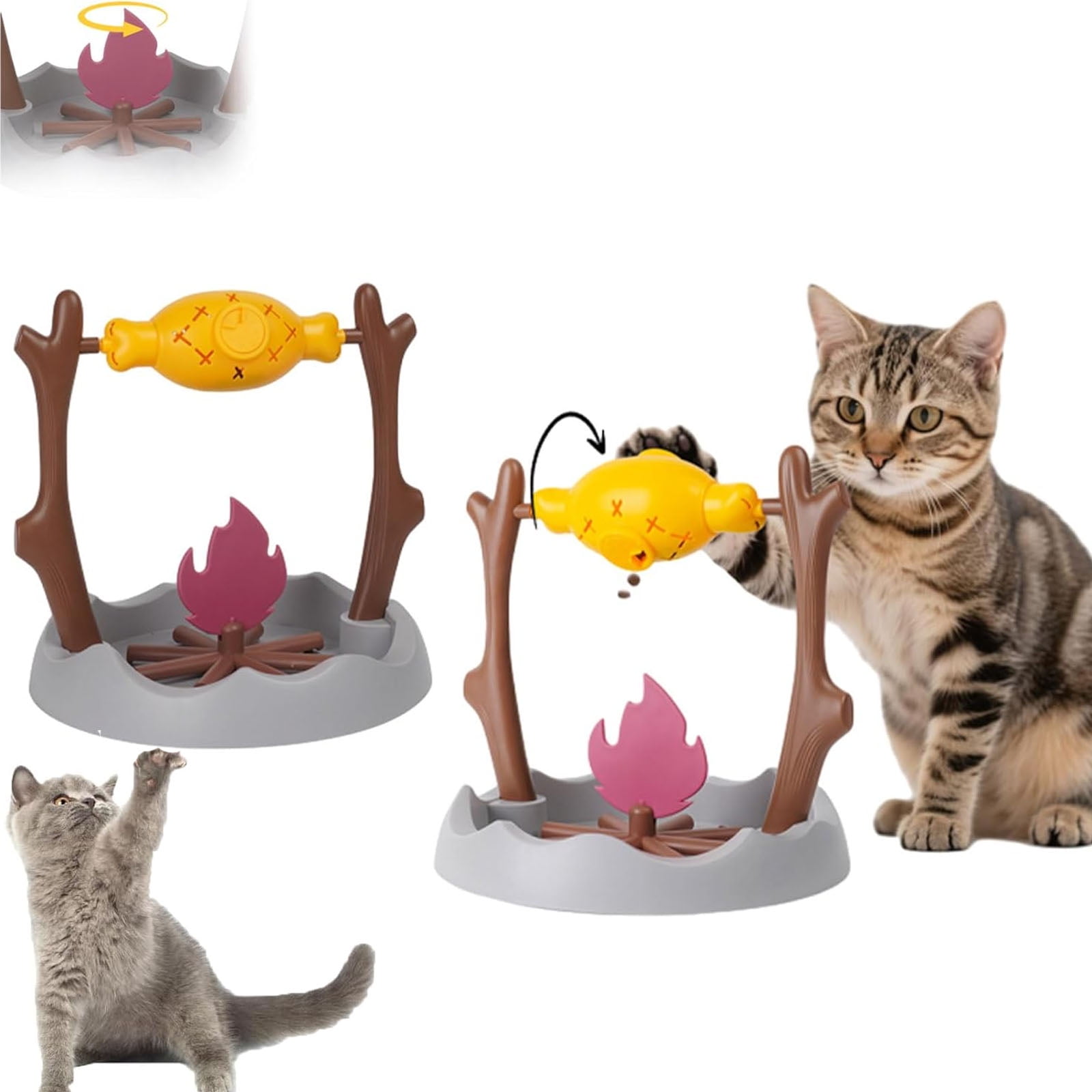 Campfire Cat Feeder, Cat Interactive Snack Dispenser,Slow Feeding ...