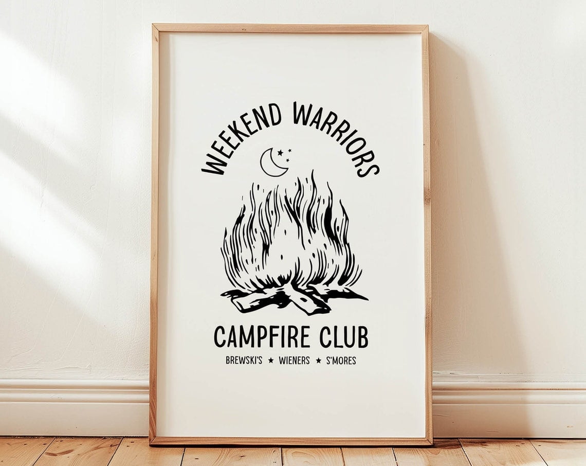 Campfire Club Print Kitchen Wall Art Kitchen Decor Camping + Fishing Print Kitchen Poster Fun ...